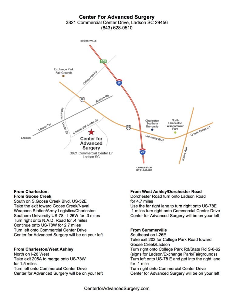 Center for Advanced Surgery Ladson, South Carolina | Maps & Directions